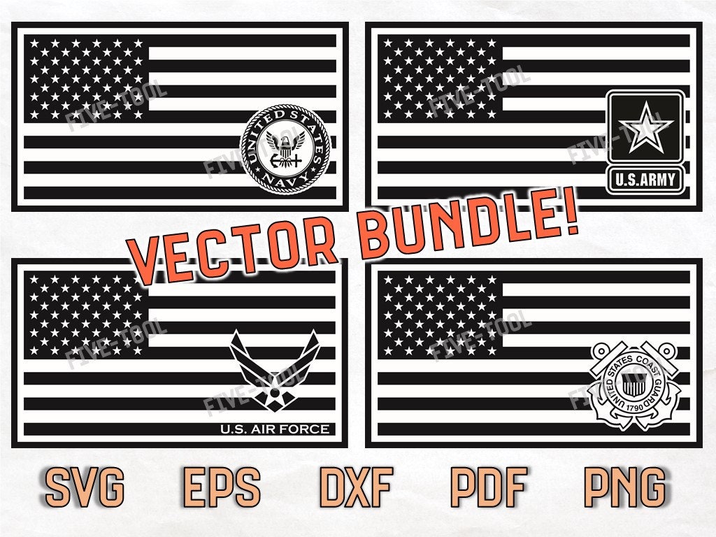 Armed Forces Flag Vector Files American Flag Cut Files | Etsy