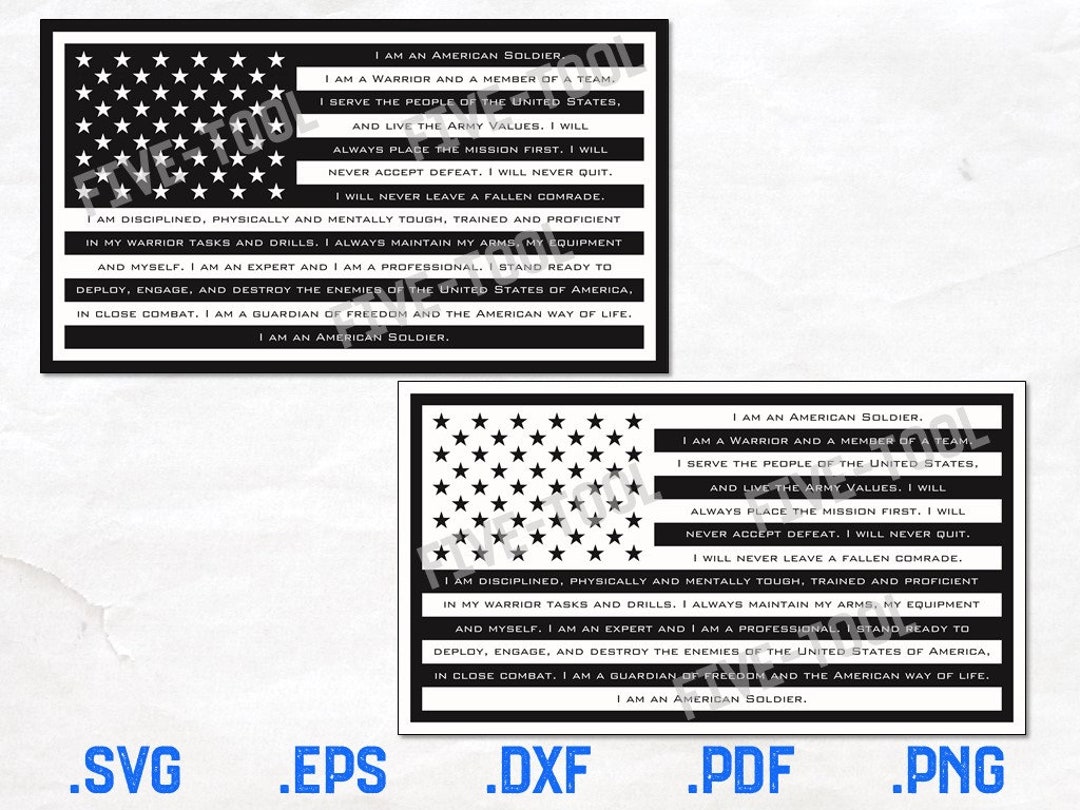 Soldiers Creed Flag Vector File - Svg, Png, Dxf, Eps, Pdf - US Army ...