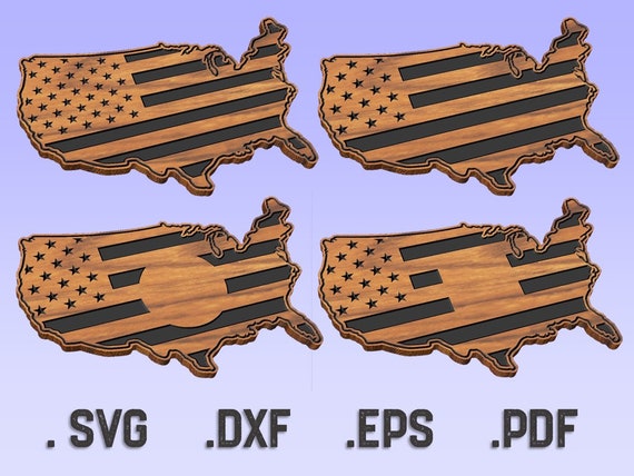 USA Map American Flag DIY Cut File Bundle CNC & Laser - Etsy