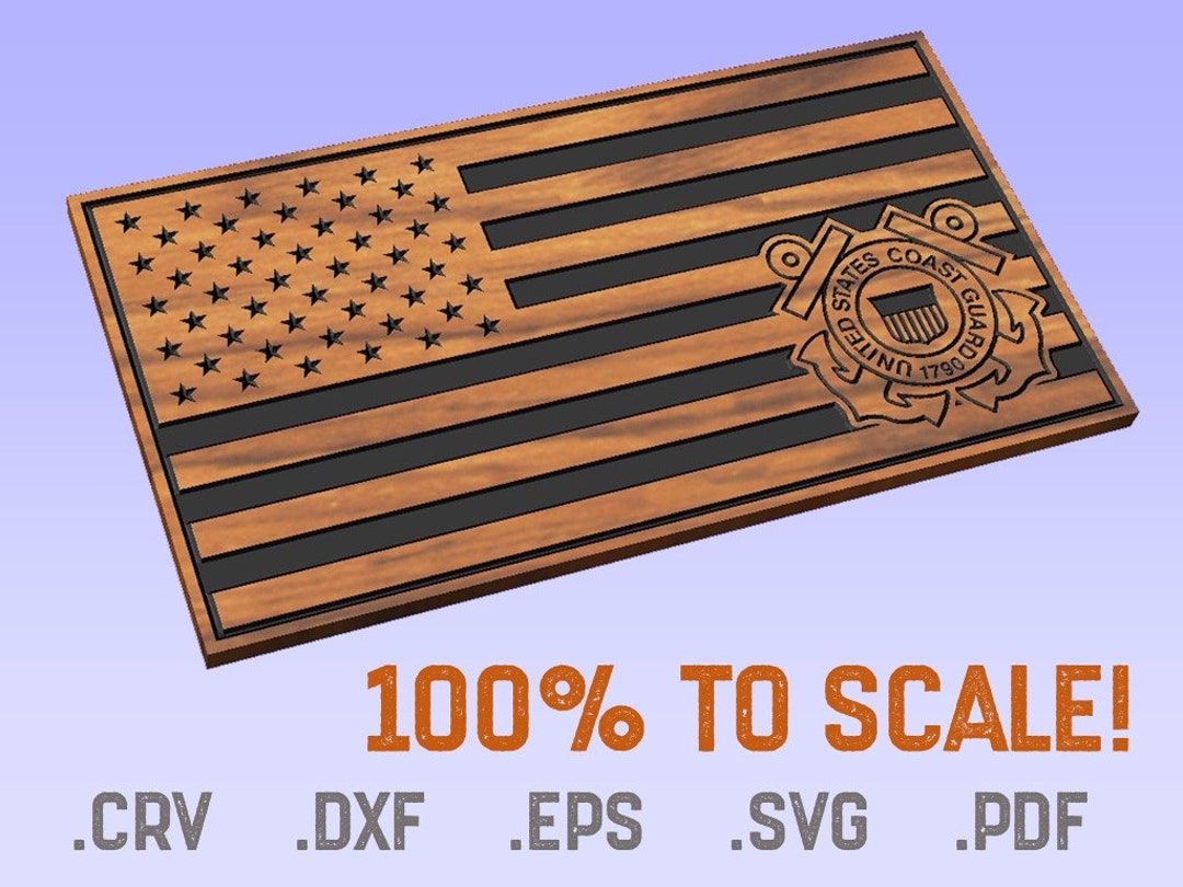 Coast Guard American Flag Cut Files - Svg, Crv, Dxf, Eps, Pdf - CNC ...