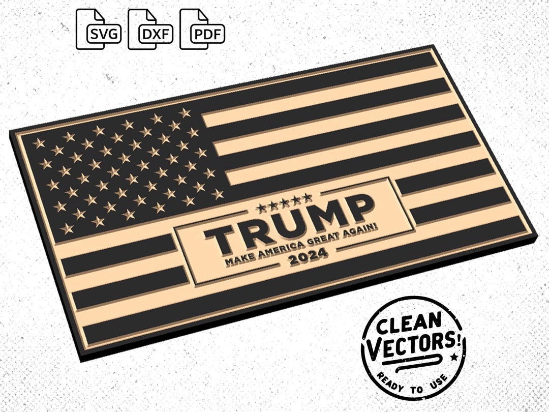 Donald Trump MAGA 2024 American Flag Vector Bundle #2 - Svg, Dxf, Pdf ...