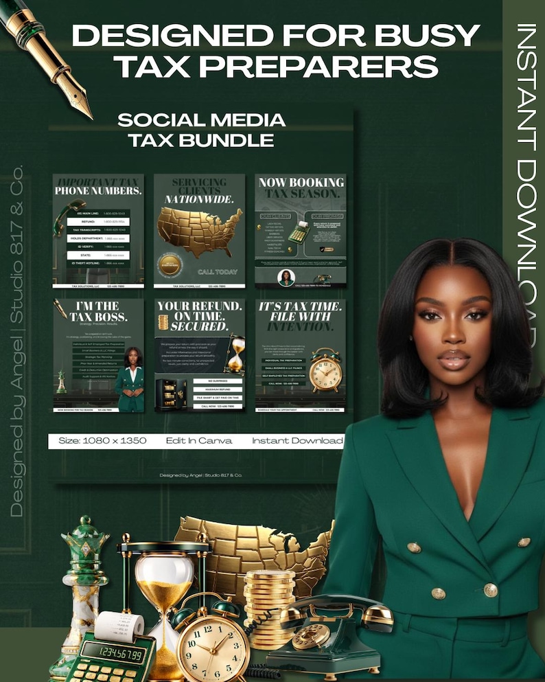 Tax Prep Flyer Bundle | Canva Editable Templates, Tax Season Marketing ...