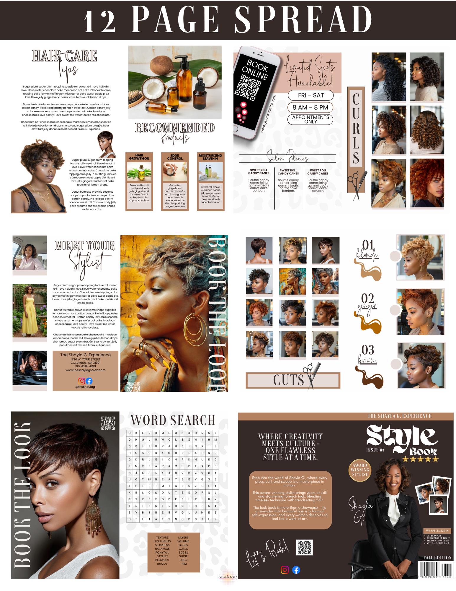 Hair Stylist Lookbook Template | Hair Magazine Booklet | Editable Canva ...