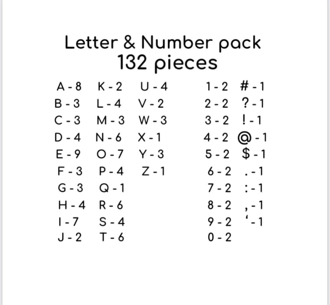 Acrylic Letter Pack | 3x5 Acrylic Letters for 40” Ledges | Letters for ...