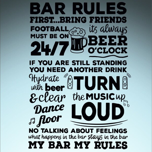 Bar Rules Sign - Etsy