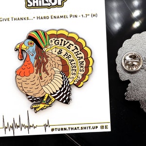 Enamel Pin give Thanks and Praises Rasta Turkey - Etsy