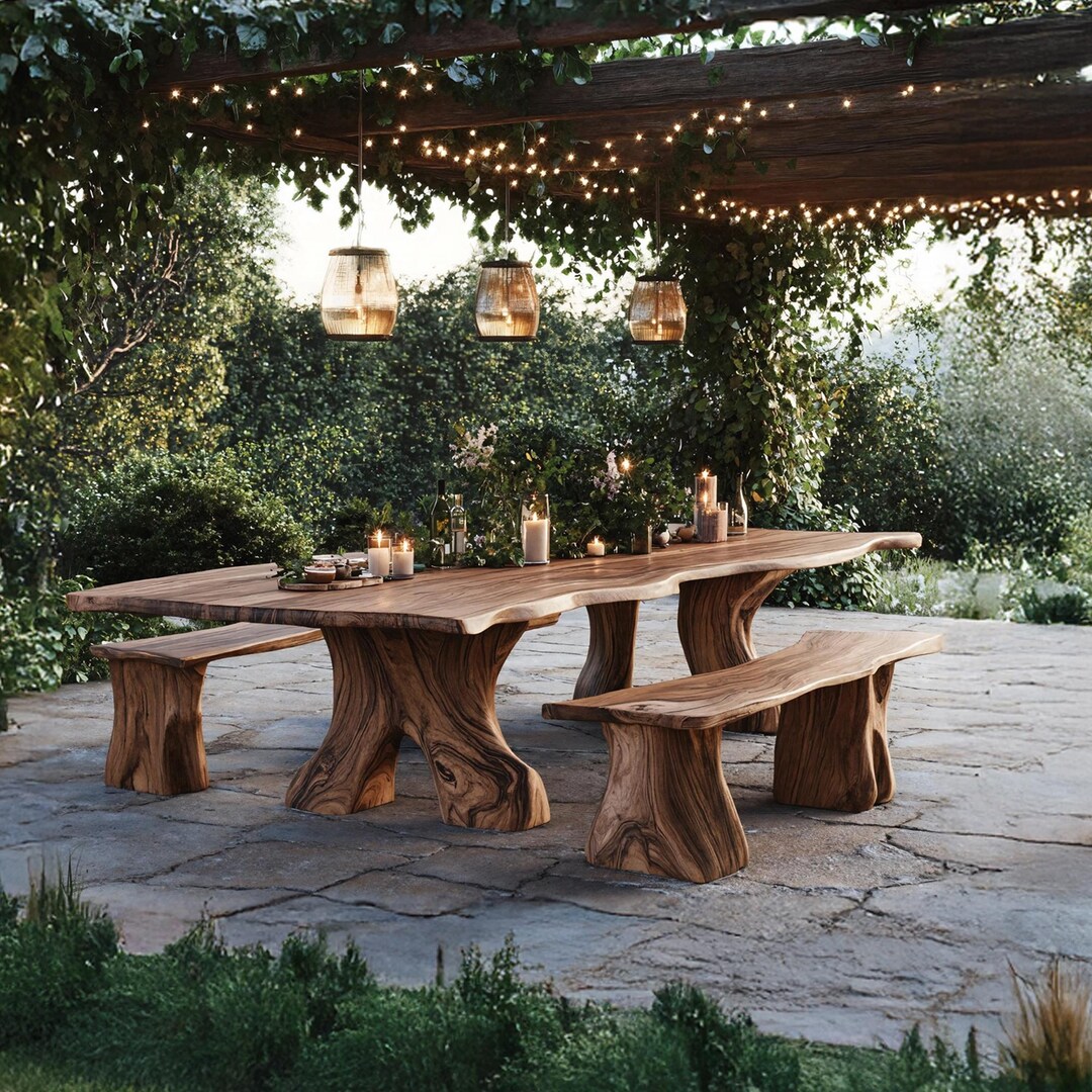 Rustic Live Edge Round Dining Table Handmade Solid Wood Handcrafted ...