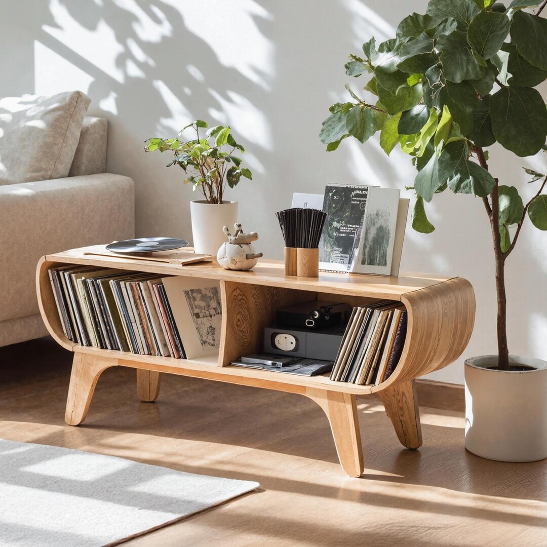 Rustic Record Player Stand Farmhouse Record Storage Solid Wood ...