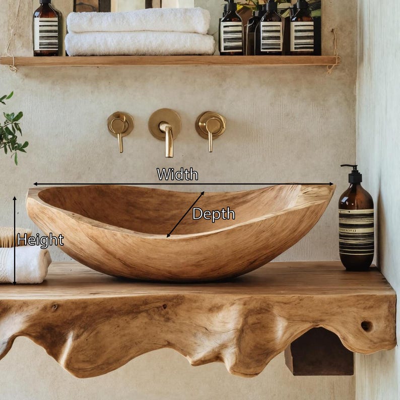Hand Carved Natural Stone Vessel Sink Rustic Bathroom Basin Luxury ...