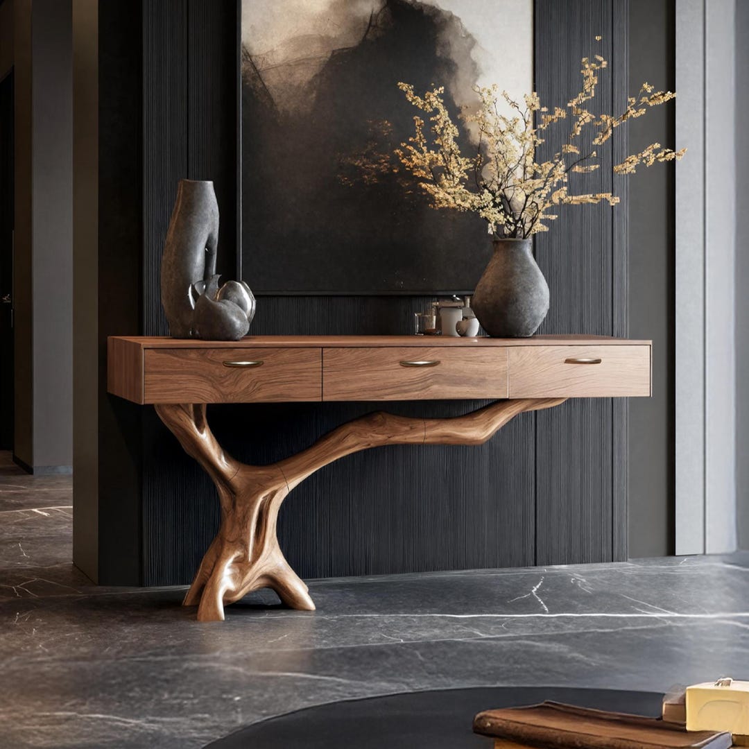 Farmhouse Console Table Rustic Entryway Furniture Live Edge Hall Table ...