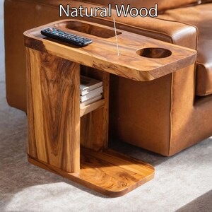 Handmade Sofa Side Table Natural Wooden C Shape End Table Rustic Sofa ...