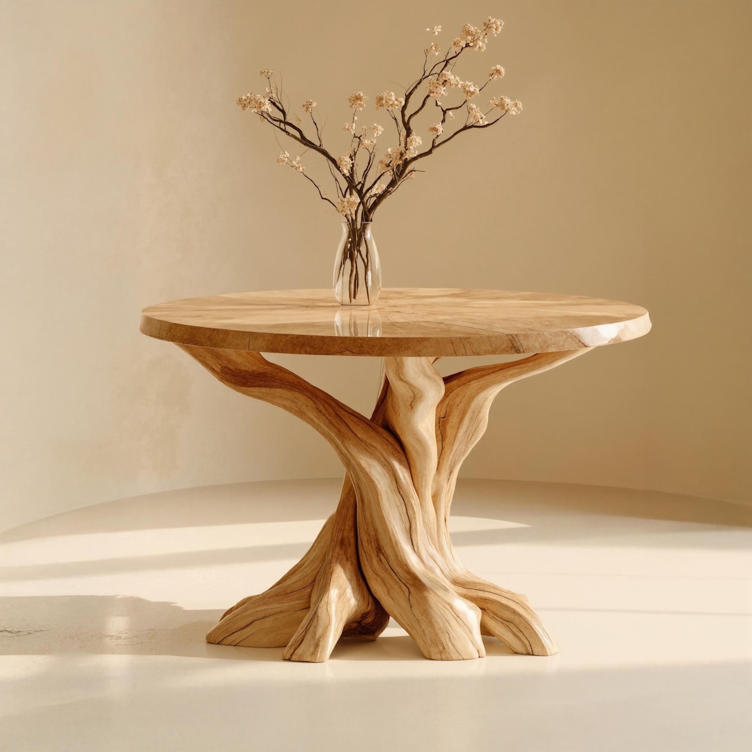Farmhouse Round End Table Live Edge End Table Solid Wood End Table ...