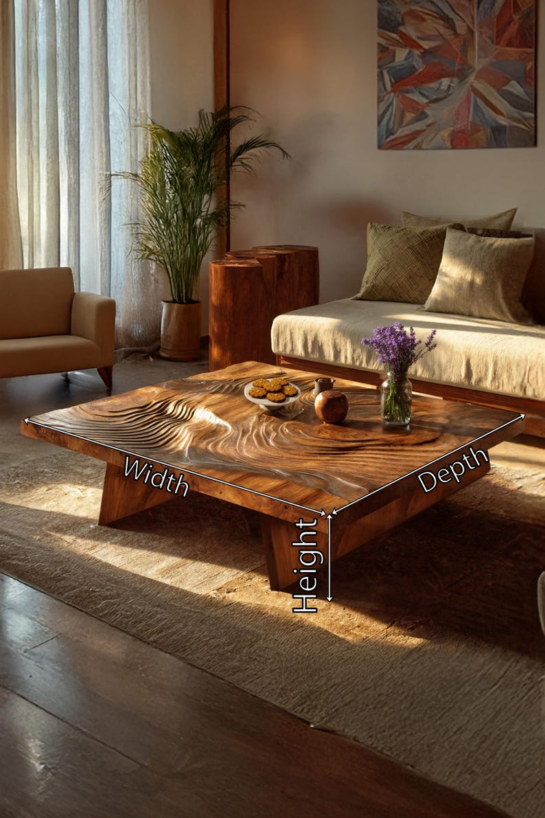 Solid Wood Coffee Table Custom Live Edge Table Modern Driftwood Coffee ...