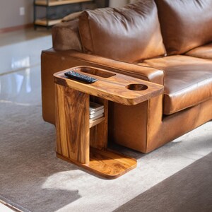 Handmade Sofa Side Table Natural Wooden C Shape End Table Rustic Sofa ...