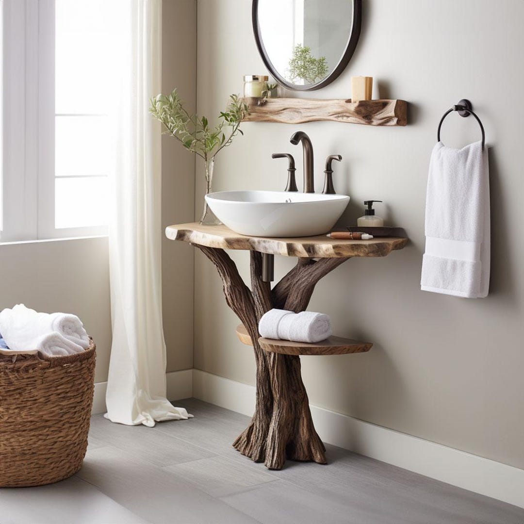 Live Edge Vanity Vessel Sink Floating Vanity Bathroom Sink Walnut ...