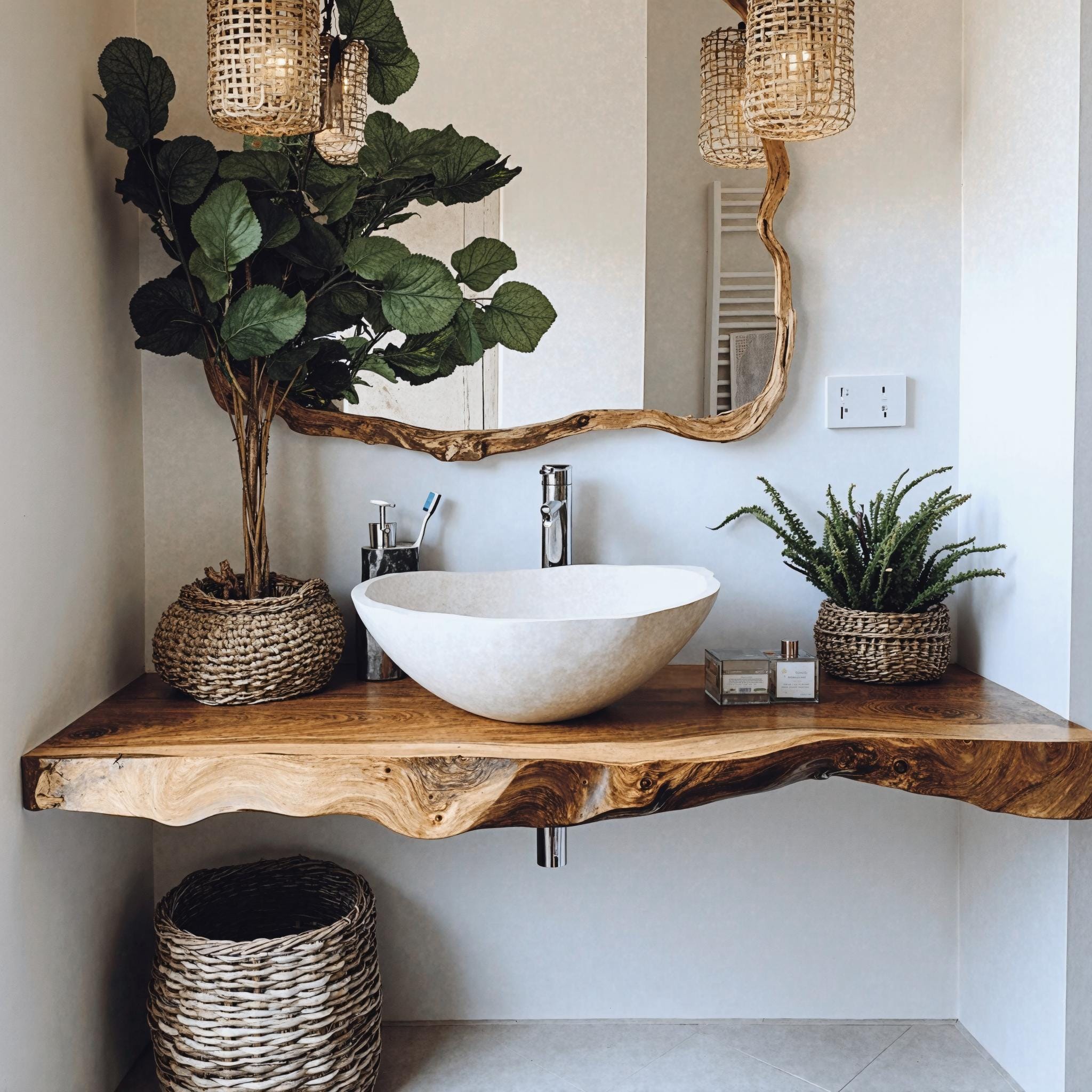 Reclaimed Live Edge Bathroom Vanity Shelf Handmade Floating Vanity ...
