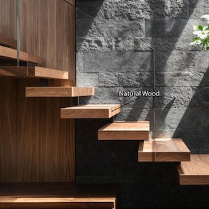 Live Edge Stairs Floating Wooden Ladder Rustic Solid Wood Board ...