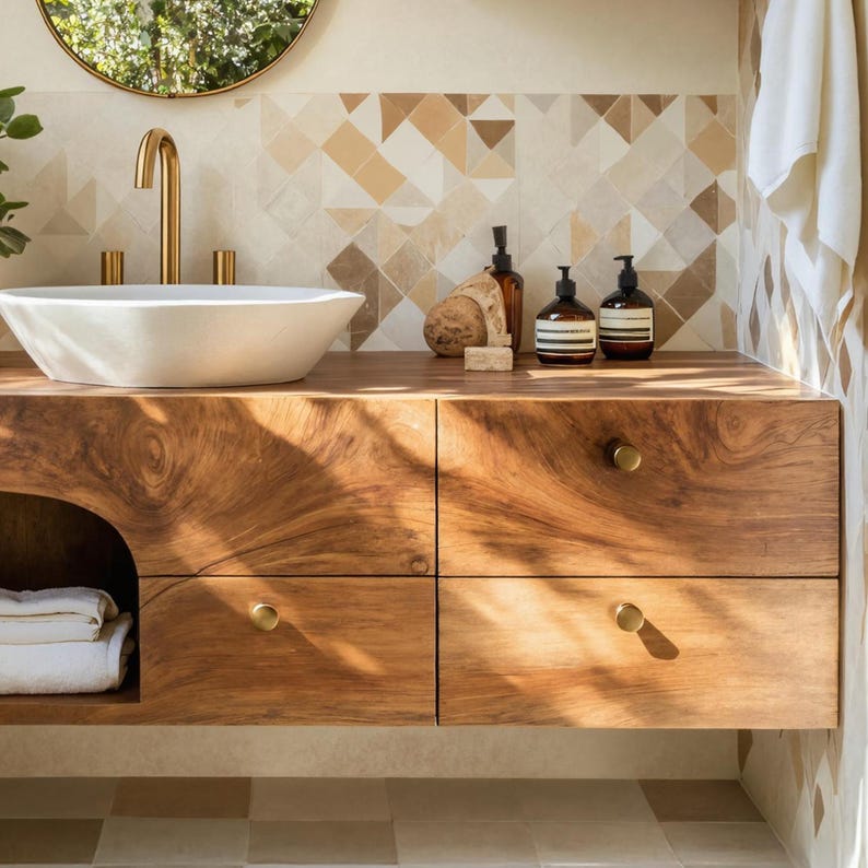 Reclaimed Floating Bathroom Vanity Farmhouse Wall Mounted Brackets ...