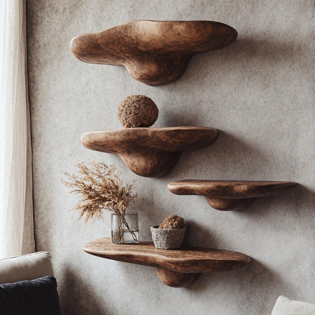 Reclaimed Mushroom Floating Shelf Handcrafted Mushroom Farmhouse Wall ...