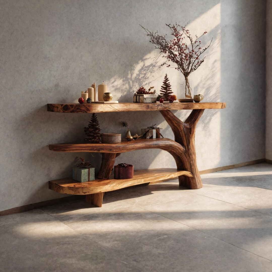 Christmas Solid Wood Hallway Table With Shelve Handmade Side Table ...