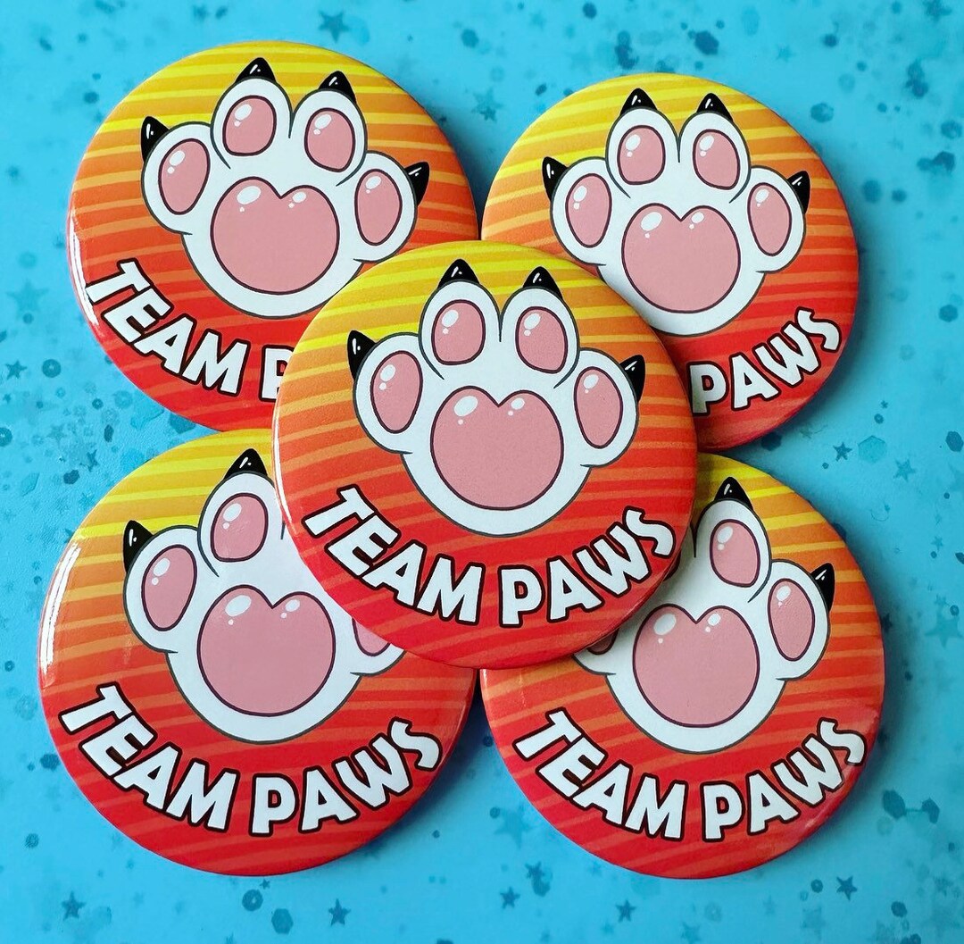 Team Paws 58MM Large Pin Badge fursuit, Furries, Furry Memes - Etsy