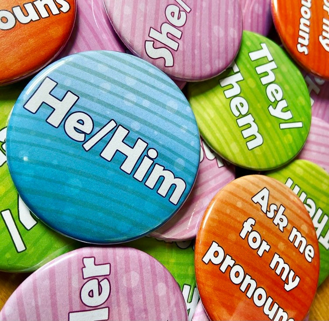 38/58mm Pronoun Gender Identity Pin Badges - Etsy