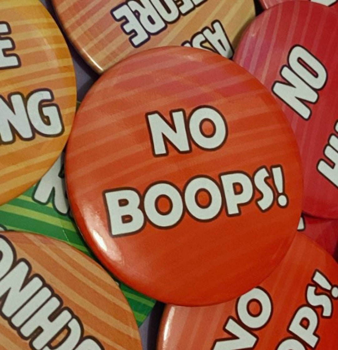 No Boops 58mm Large Pin Badge for Cosplay / Fursuit Consent - Etsy