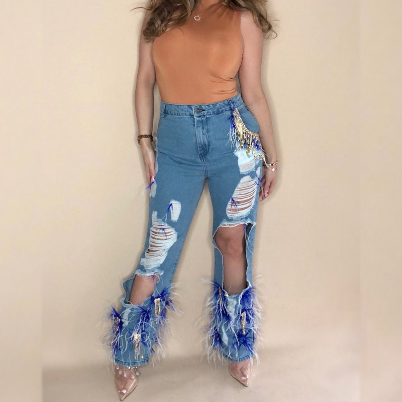 Embellished Jeans - Etsy