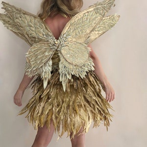 Gold Feather Fairy Costume: Handmade Adult Outfit With Wings & Crown - Etsy