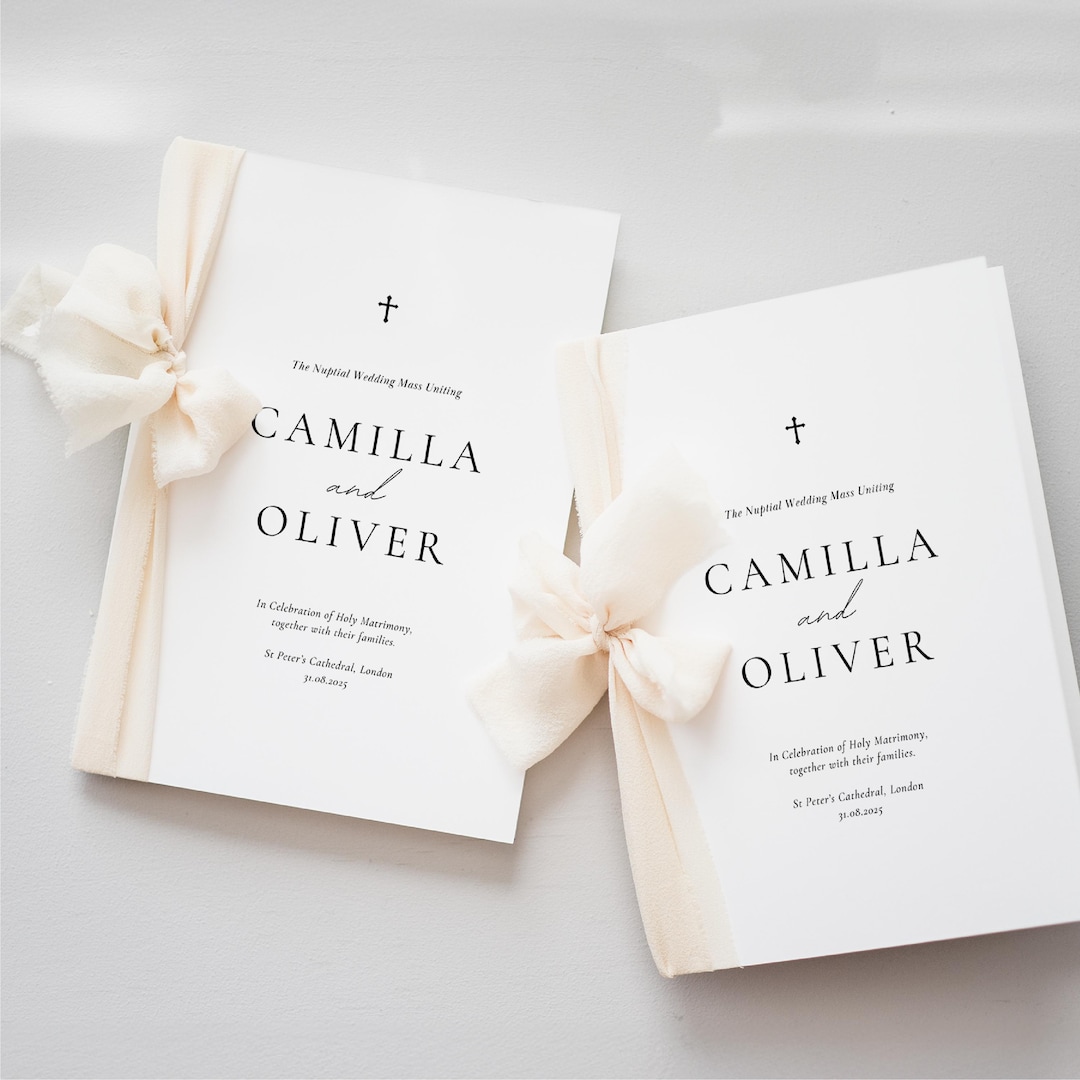 Catholic Mass Wedding Program Template Canva, Folded Catholic Mass Editable Booklet, Printable ...
