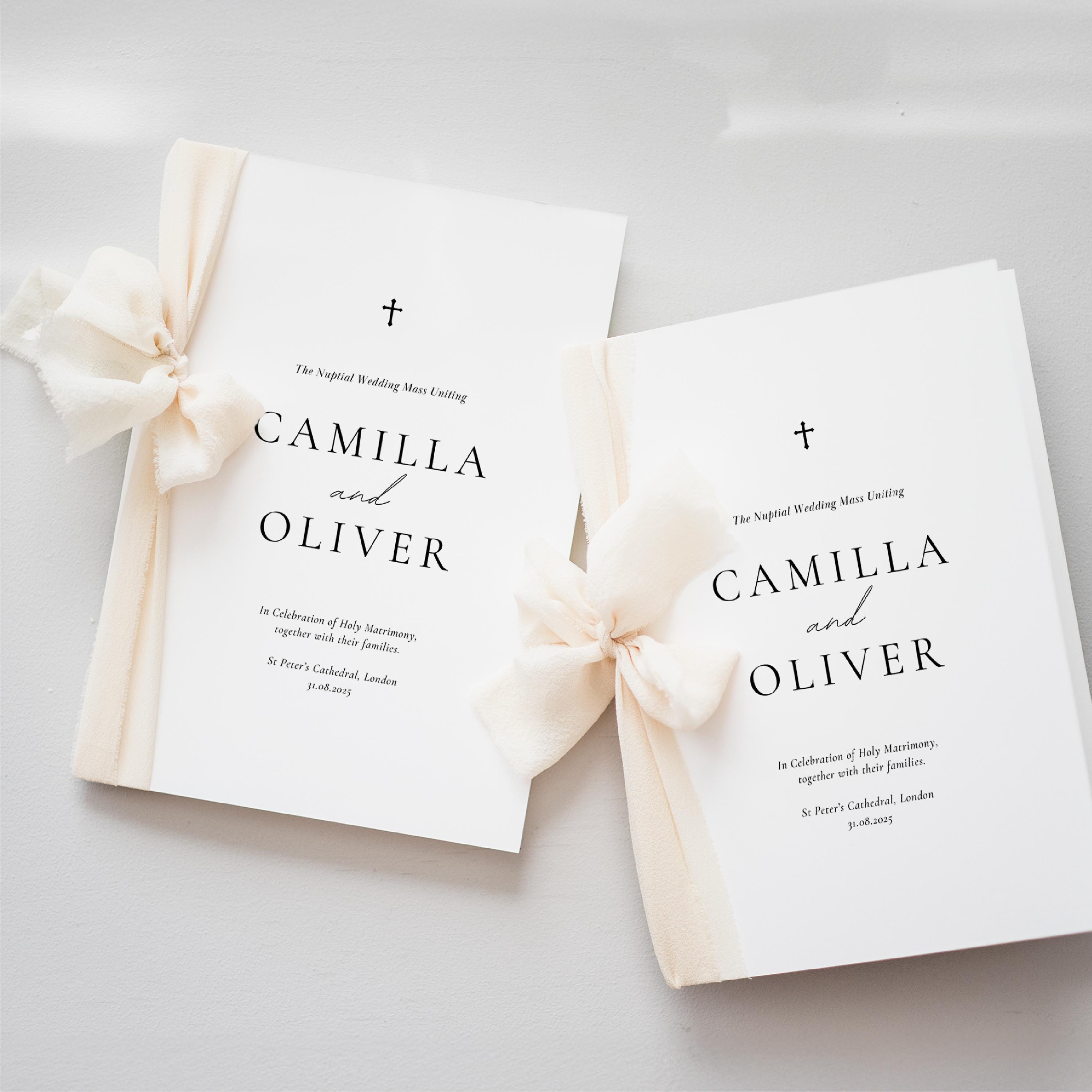 Catholic Mass Wedding Program Template Canva, Folded Catholic Mass ...
