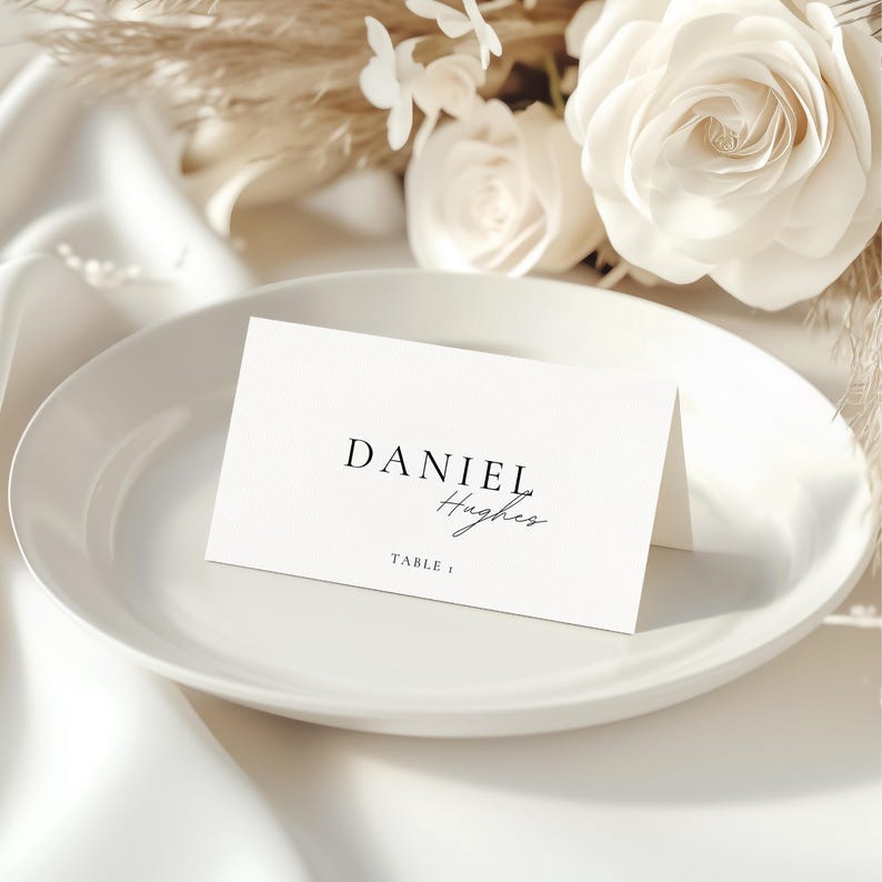 Minimal Wedding Place Cards Template, Editable Place Card, Modern ...