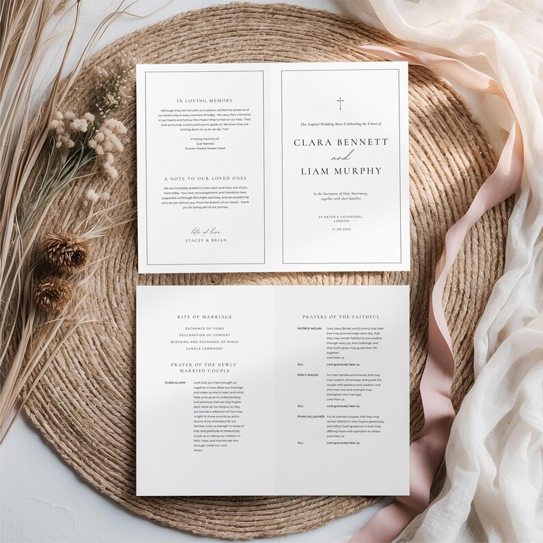 Catholic Wedding Mass Program, Editable Ceremony Booklet Template Canva ...
