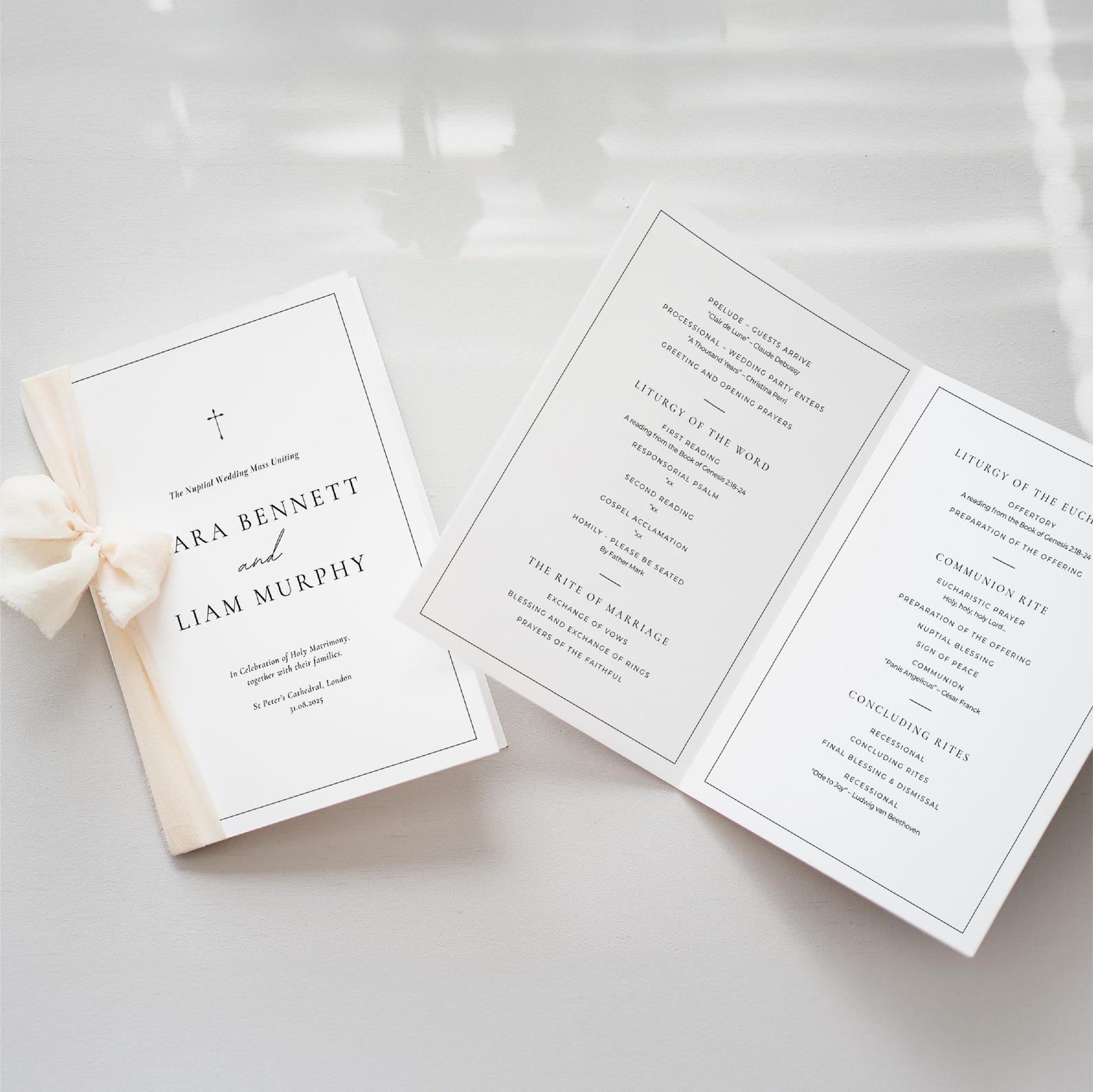 Catholic Mass Wedding Program Template Canva, Folded Christian Mass ...