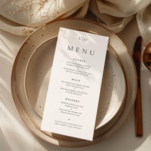 Formal Wedding Menu Template, Elegant Editable Design, Customisable ...