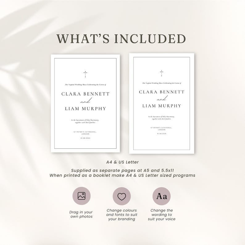 Catholic Wedding Mass Program, Editable Ceremony Booklet Template Canva ...