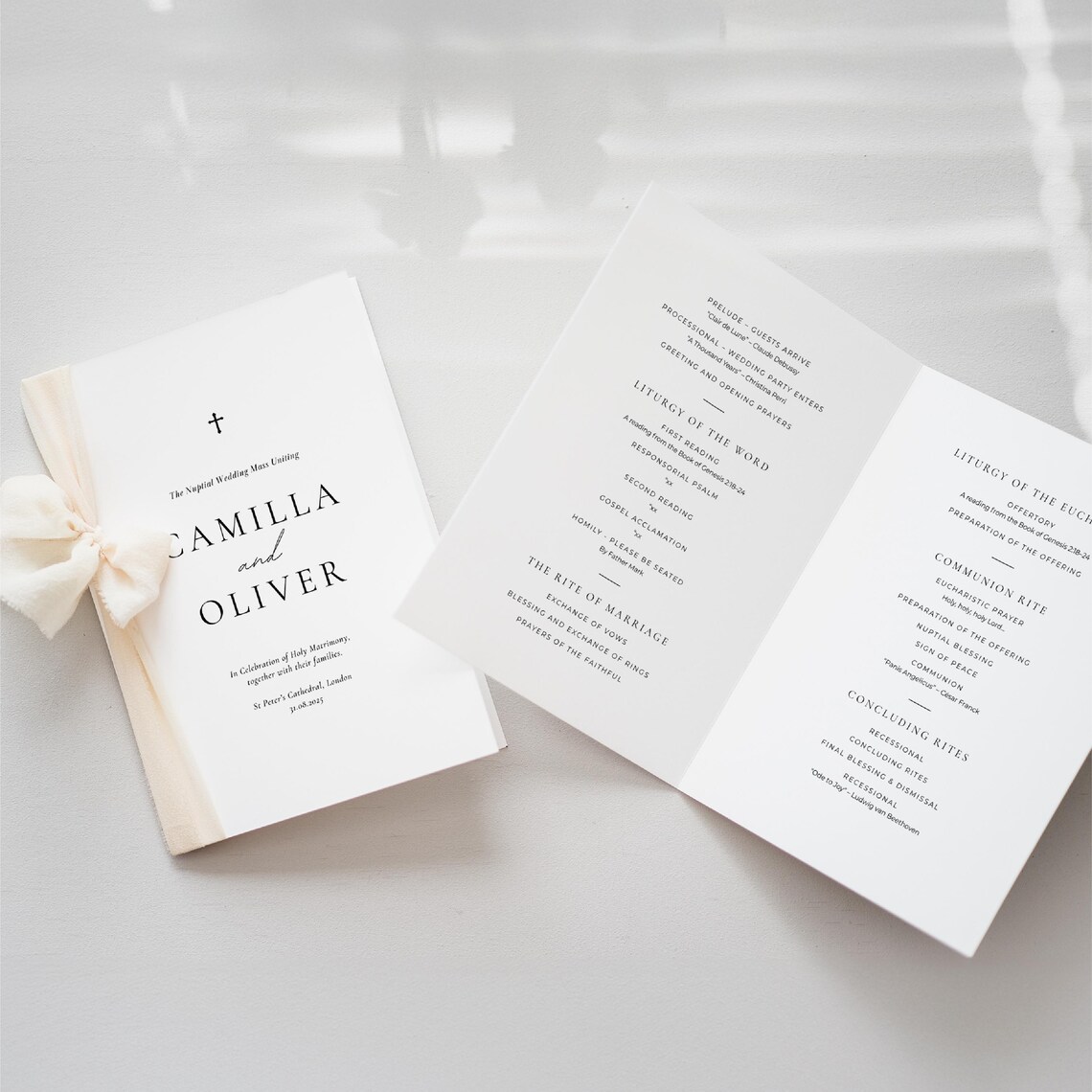 Catholic Mass Wedding Program Template Canva, Folded Catholic Mass ...