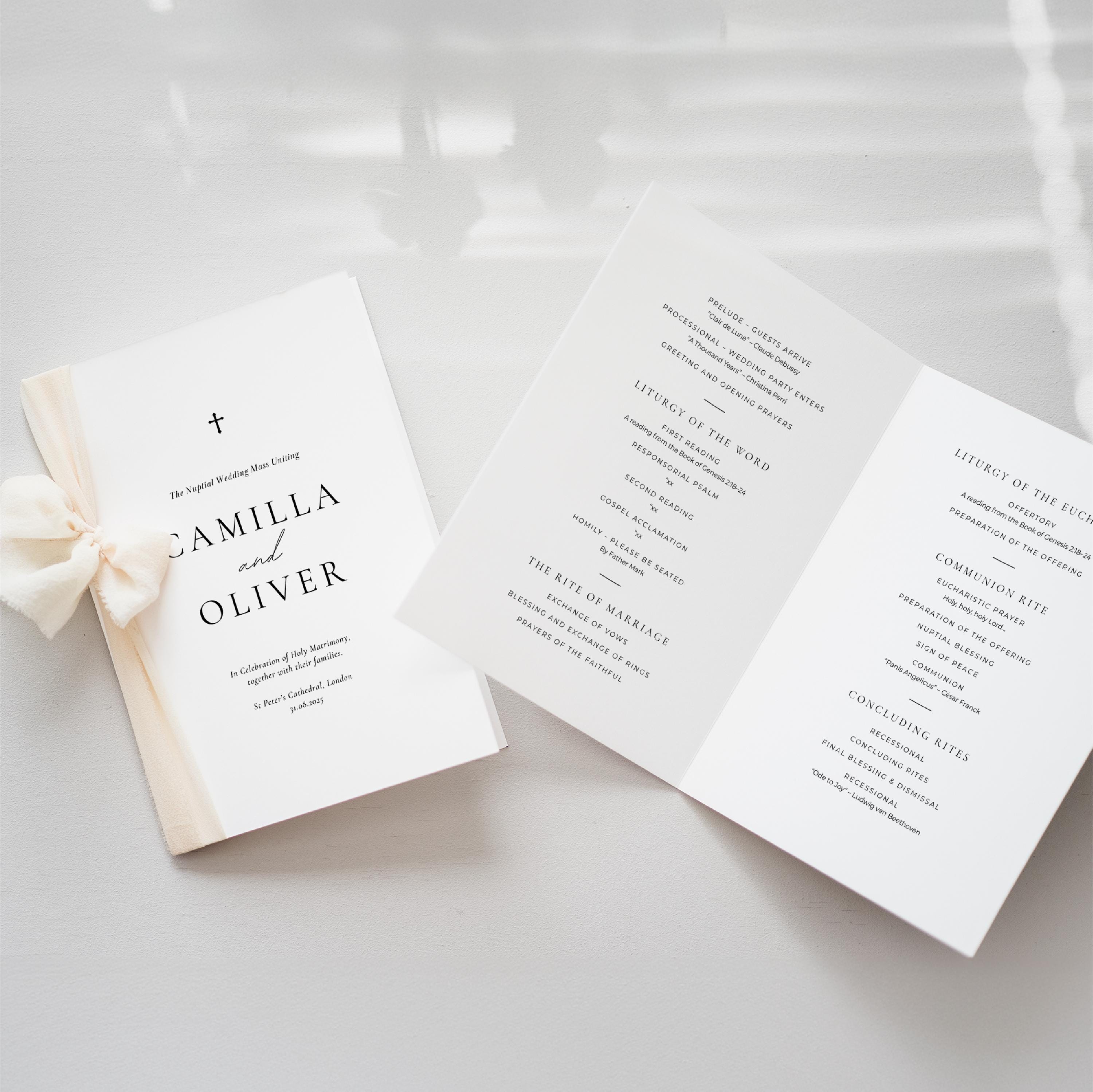 Catholic Mass Wedding Program Template Canva, Folded Catholic Mass Editable Booklet, Printable ...