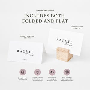Minimal Wedding Place Cards Template, Editable Place Card, Modern ...