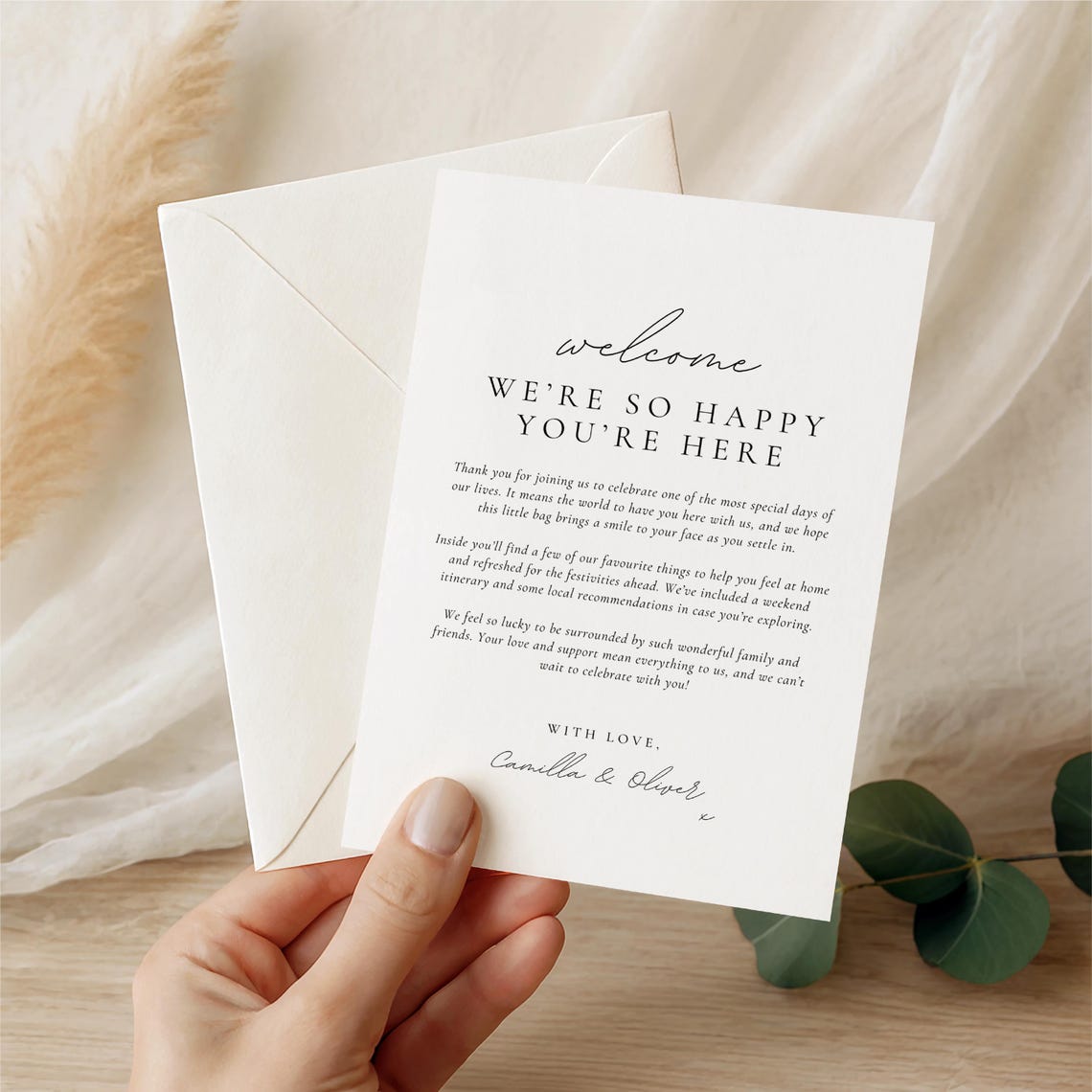 Welcome Note for Wedding Guest Bags, Welcome Bag Insert Template ...