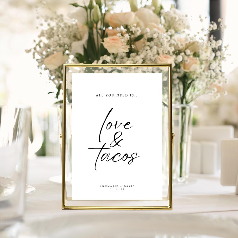 Taco Bar Wedding Sign, Editable Printable Template, Modern Taco Table ...