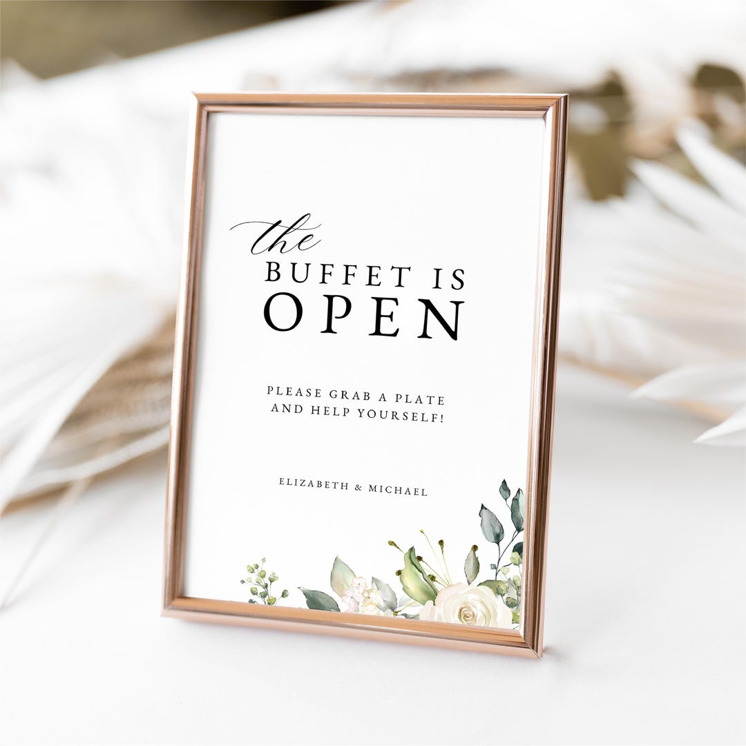 Menu Sign for Buffet, .buffet Food Name Sign, Floral Buffet Wedding ...
