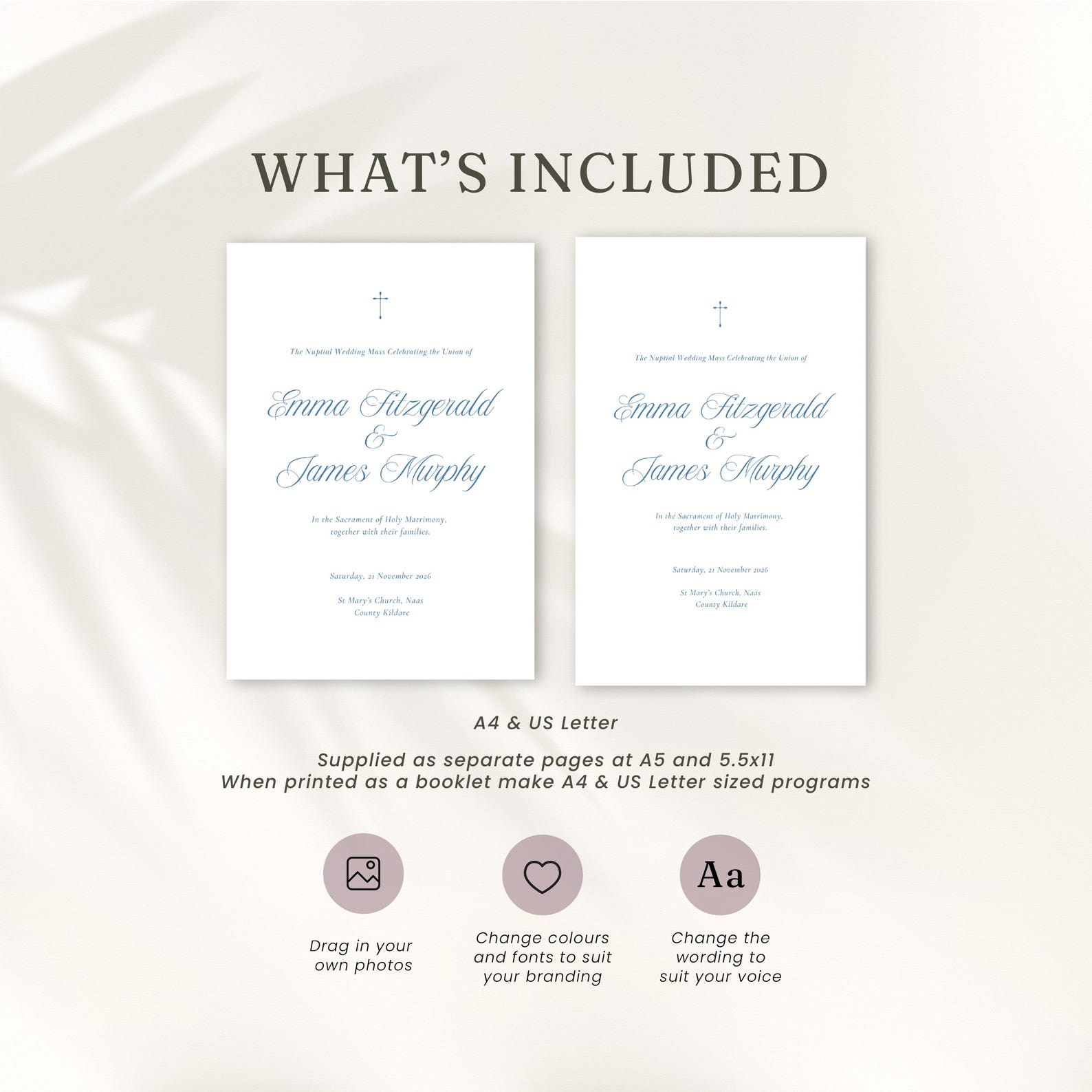 Catholic Wedding Program With Mass Responses, Dusty Blue Church Booklet ...