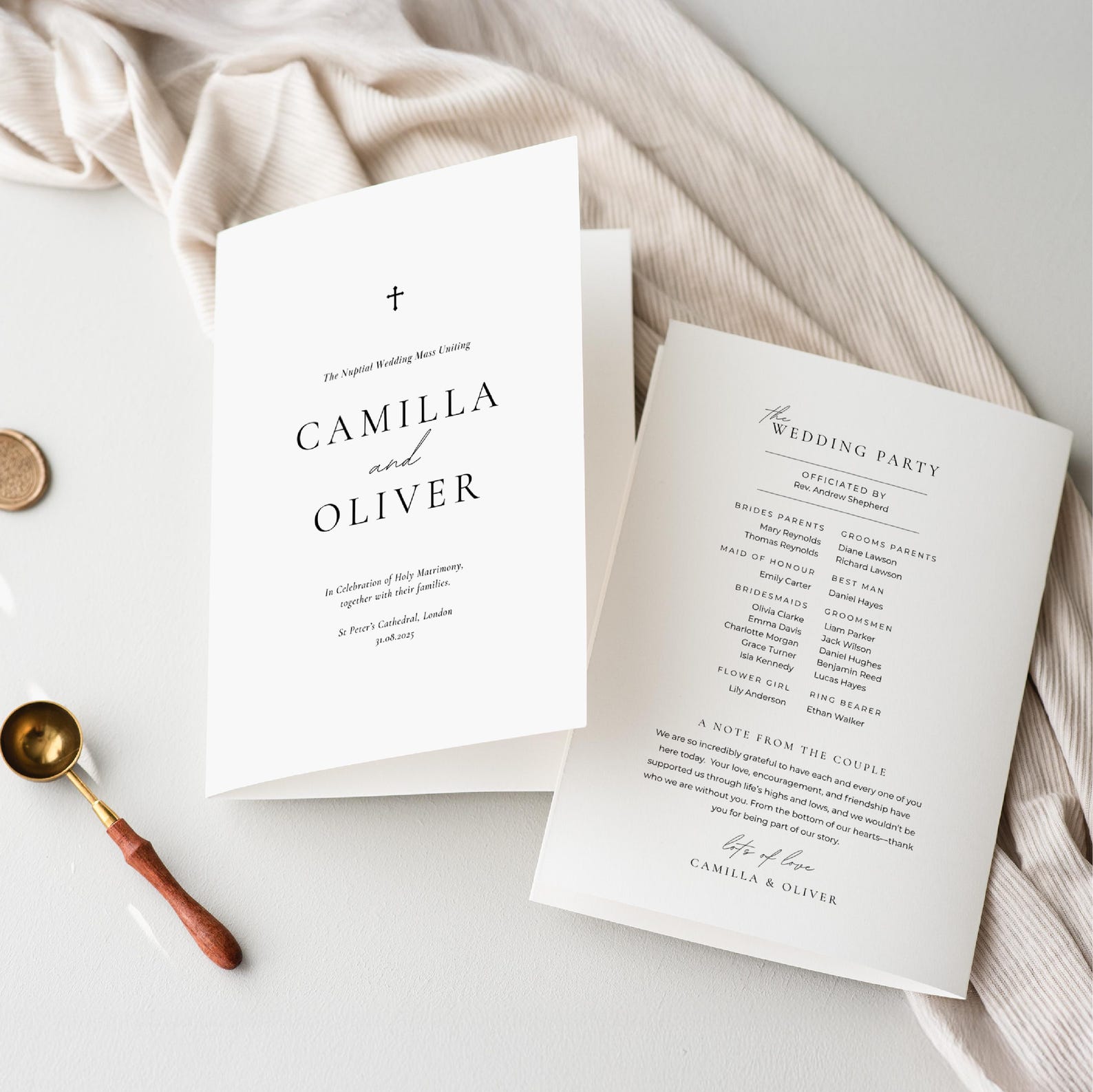 Catholic Mass Wedding Program Template Canva, Folded Catholic Mass ...