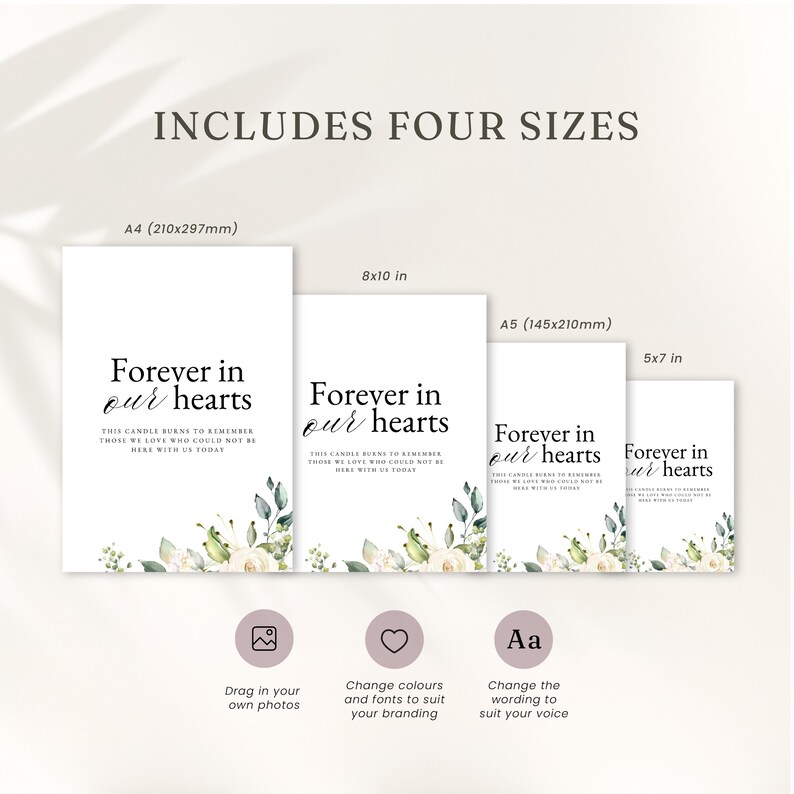 In Loving Memory Wedding Sign Floral, Minimal Memorial, Print ...