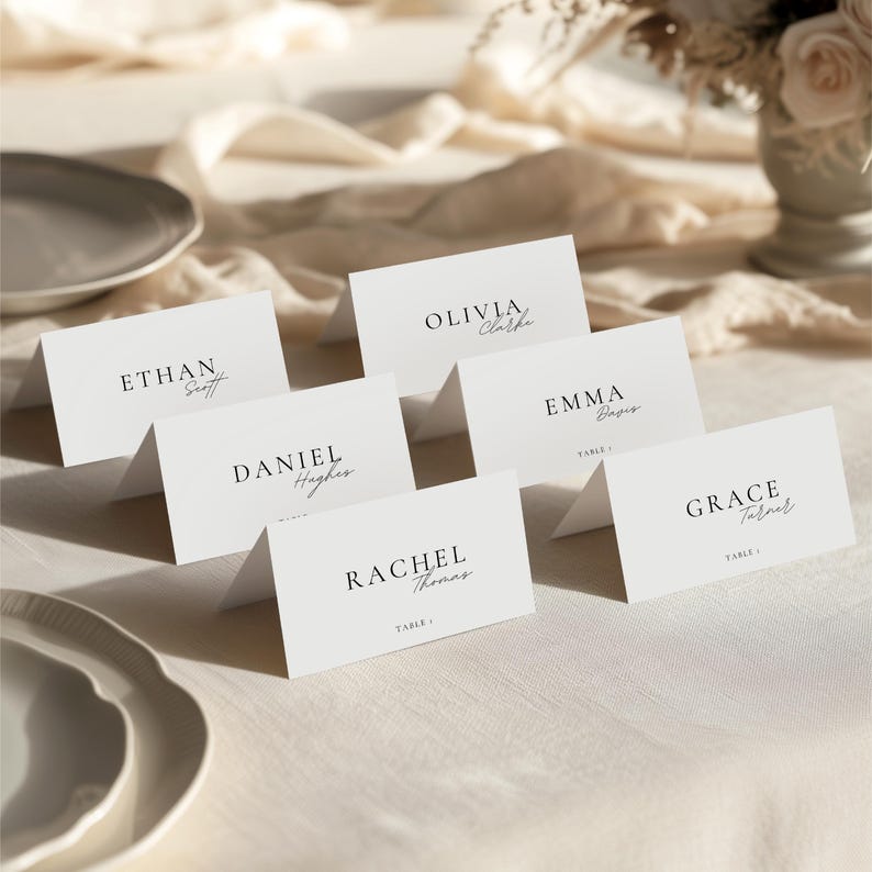 Minimal Wedding Place Cards Template, Editable Place Card, Modern ...
