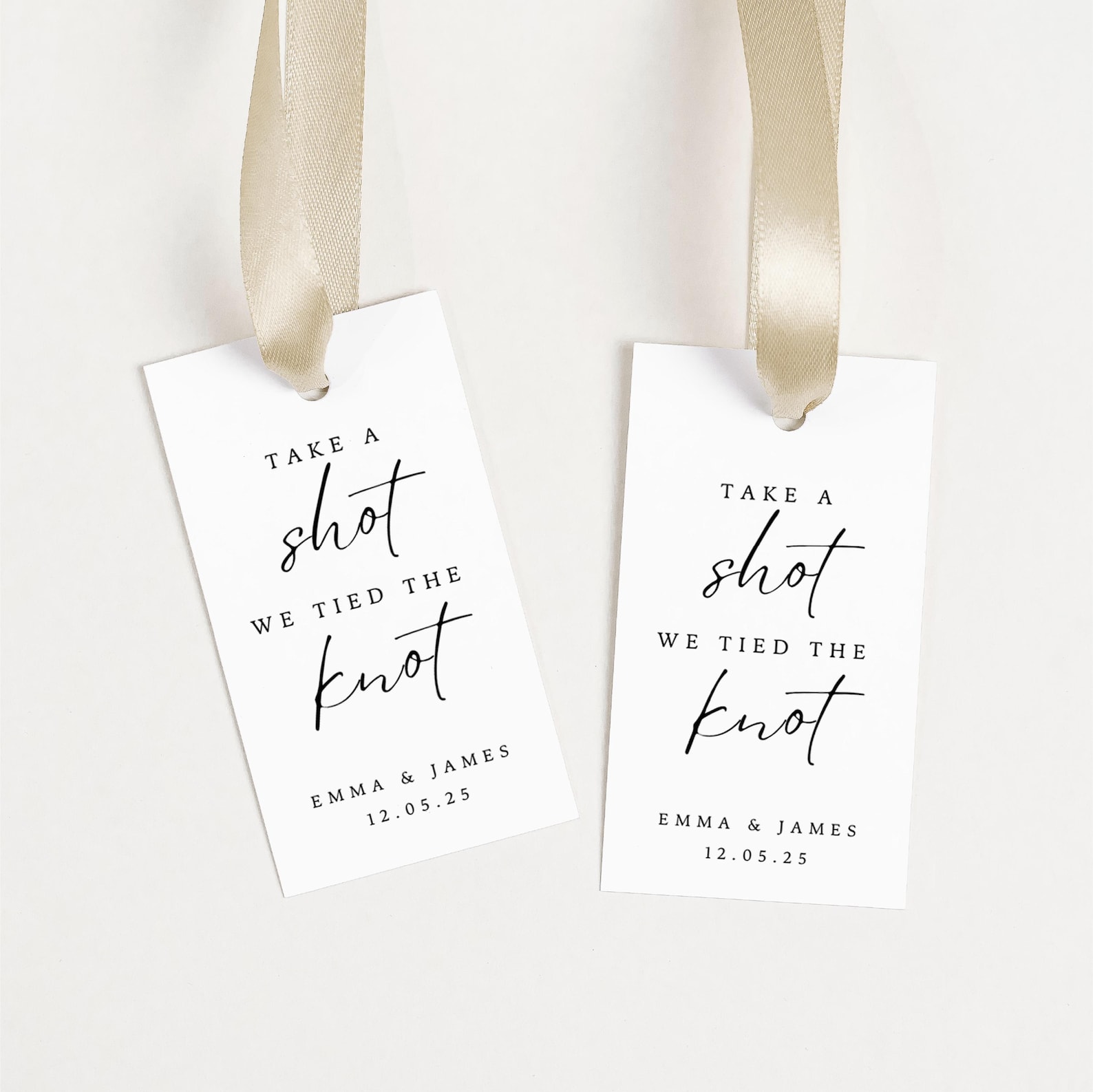 Take A Shot We Tied the Knot Tag Template, Minimal DIY Bride Shot ...