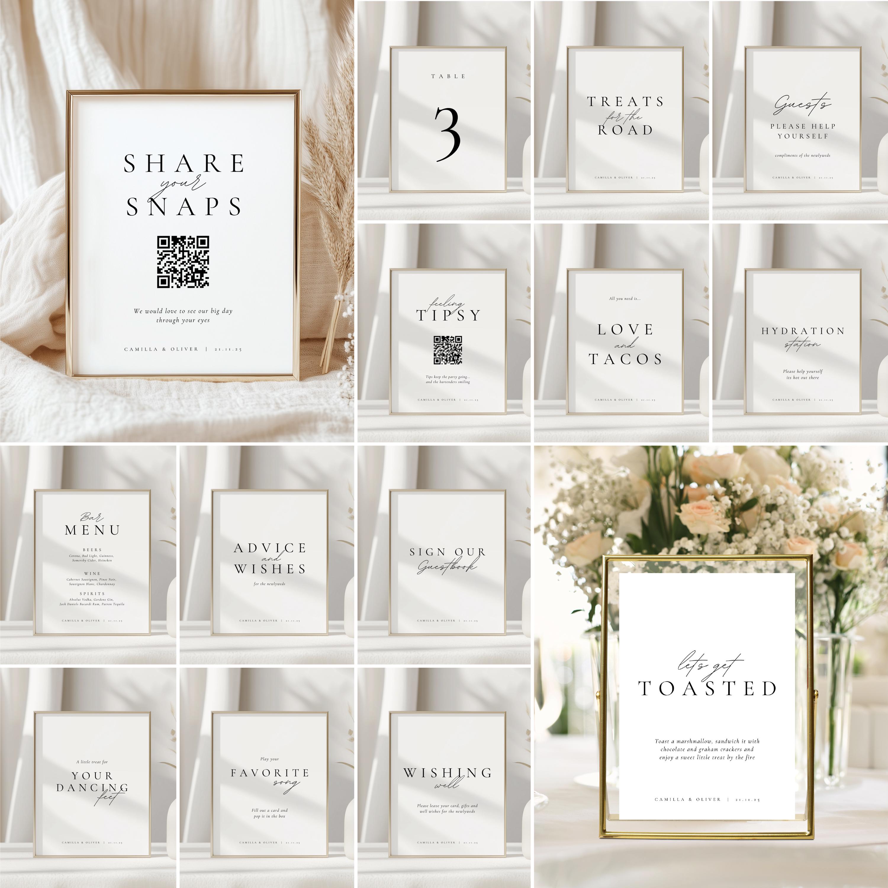 Elegant Wedding Sign Bundle Canva, Wedding Sign Bundle Canva Minimal ...