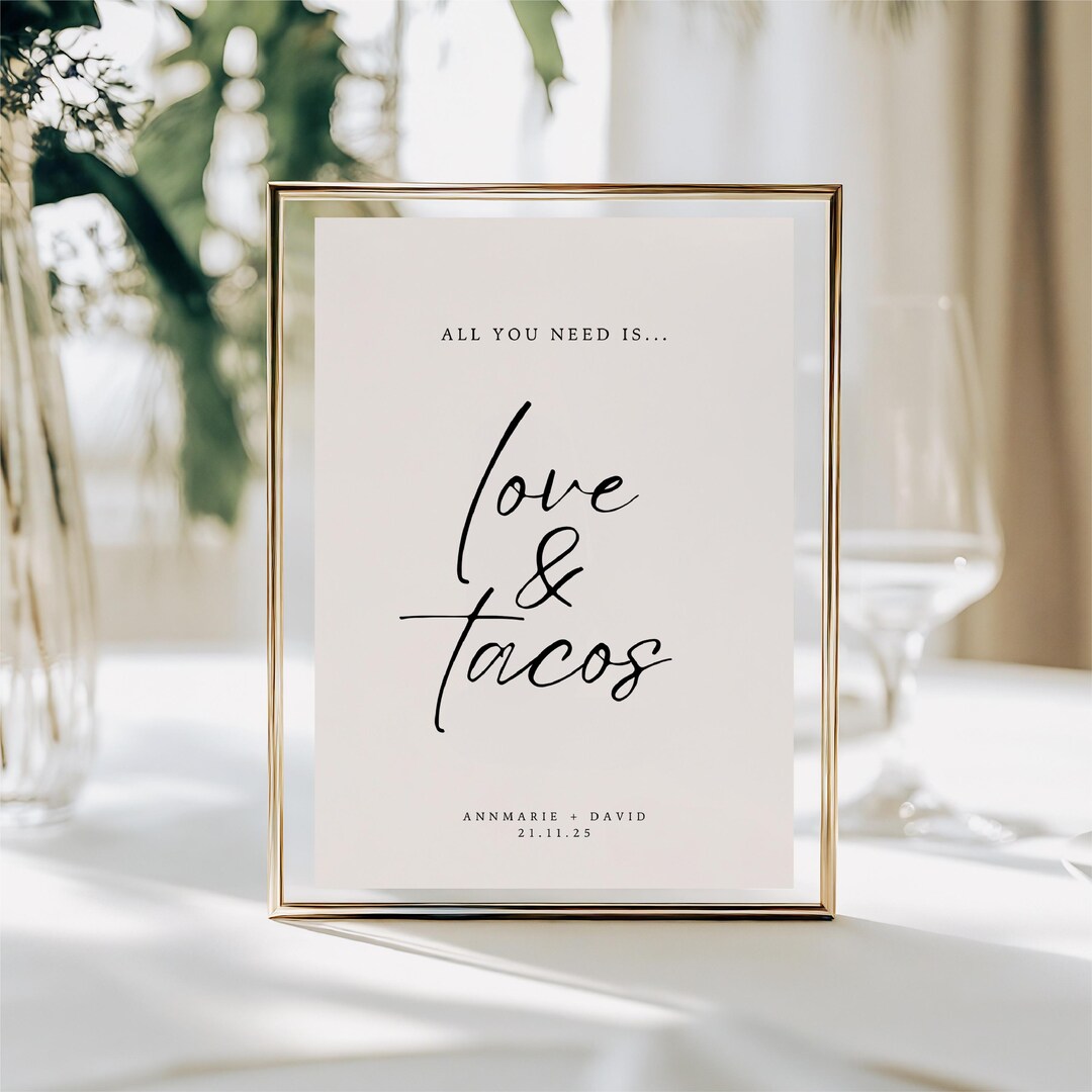 Taco Bar Wedding Sign, Editable Printable Template, Modern Taco Table ...