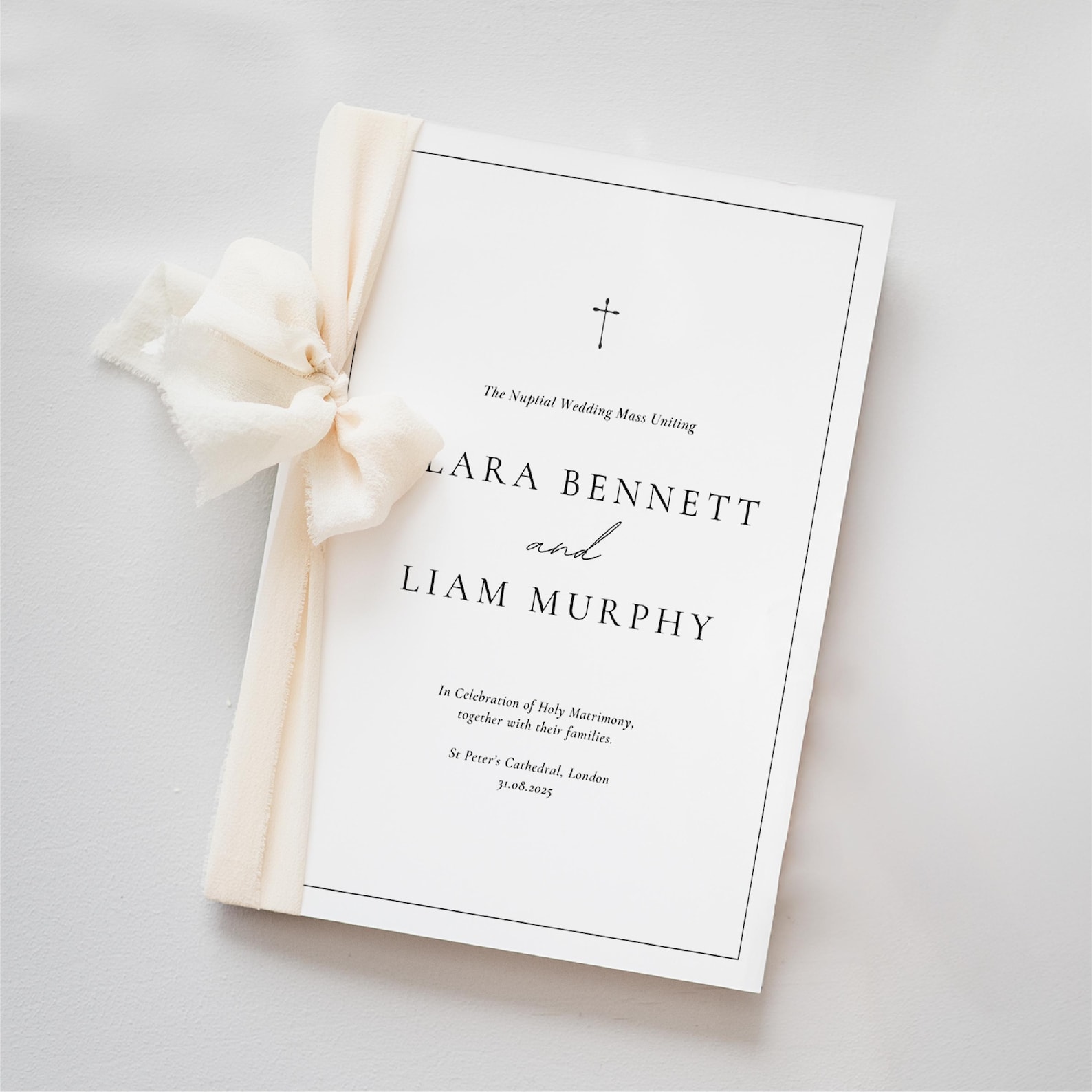 Catholic Mass Wedding Program Template Canva, Folded Christian Mass ...